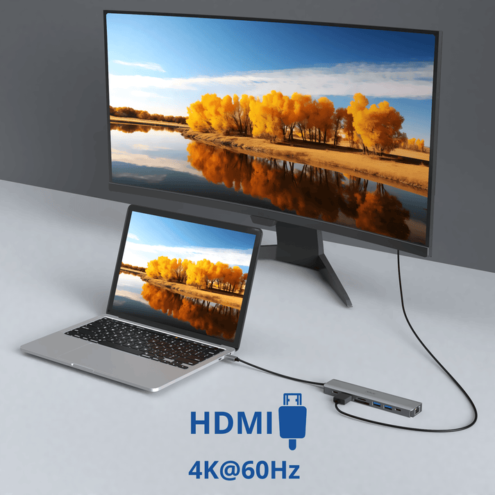 Rolio USB C Hub - 8 in 1 - 4K 60hz HDMI - 1Gbps Ethernet - USB 3.0 - U